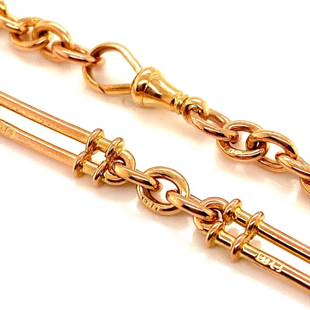 Antique Style Rose Gold Watch Chain - 18 Inch - Aspens Jewellers