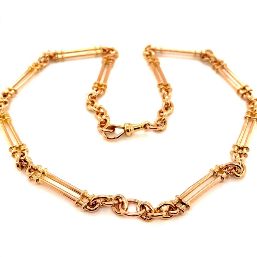 Antique Style Rose Gold Watch Chain - 18 Inch - Aspens Jewellers