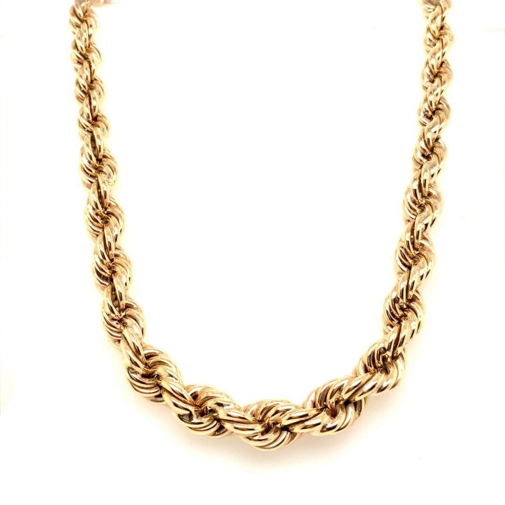 Chunky Gold Graduated Rope Chain – 18 Inch – Aspens Jewellers