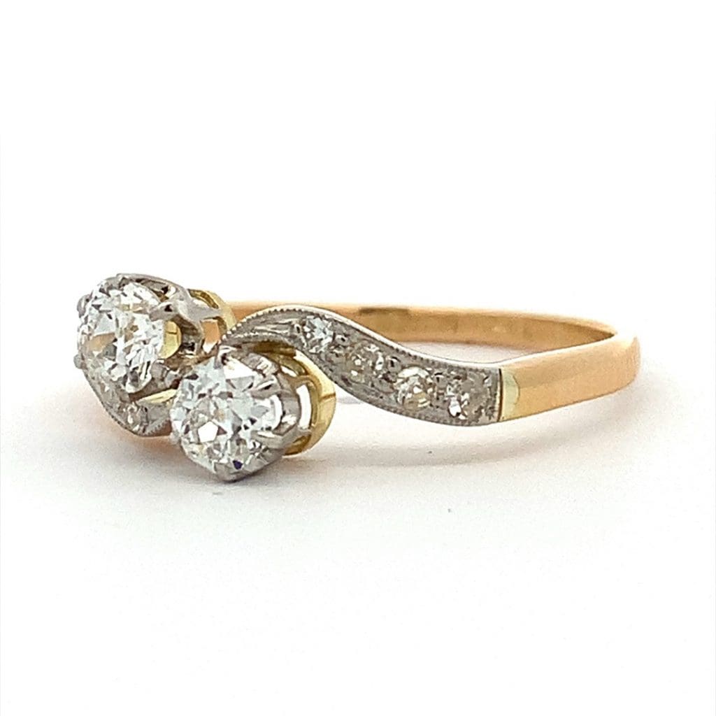Vintage 18ct Gold Diamond Twist Ring - Aspens Jewellers